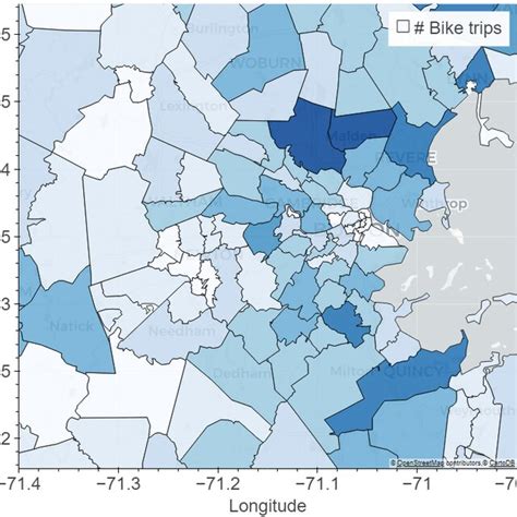 Spatial Distribution For The Number Of Walk And Bike Trips At 800 Am