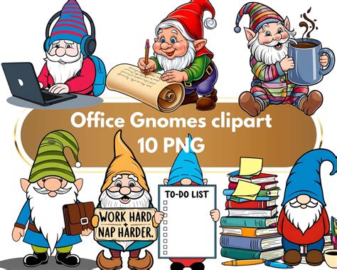 Home Office Gnomes Clipart Bundle 10 Whimsical Work From Home Pngs