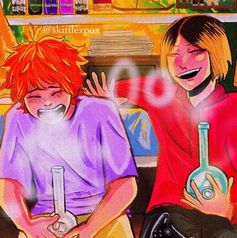 Kenma And Hinata Smoking Haikyuu Print Etsy
