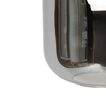 QAZQA Hanglamp Zwart Met Goud En Smoke Glas Incl 3 PUCC Zuzanna