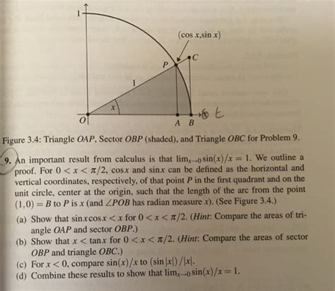 Solved cos x sin x 이 A B Figure Triangle OAP Sector Chegg com