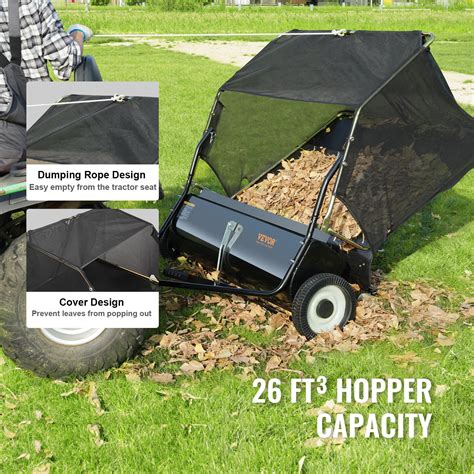 Vevor Lawn Sweeper 48 5 26 Cu Ft Large Capacity Tow Behind Yard