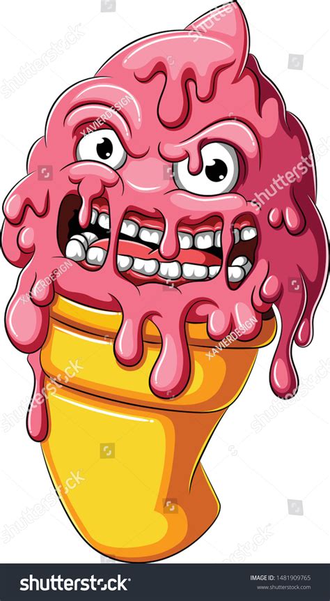 Melting Zombie Ice Cream Cartoon Stock Vector Royalty Free 1481909765