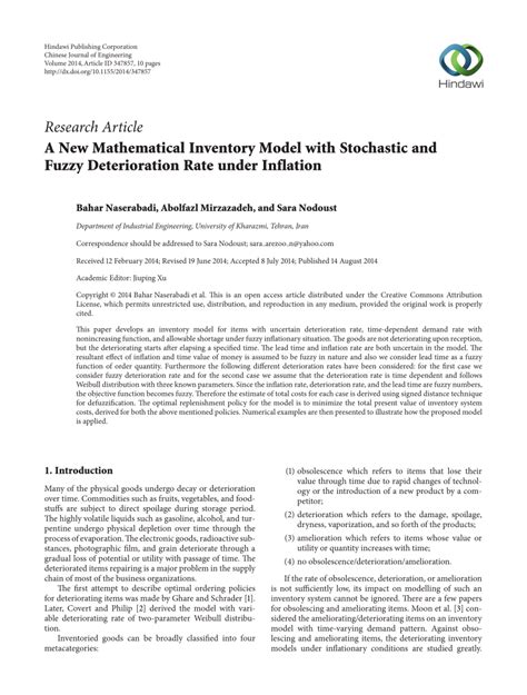 Pdf A New Mathematical Inventory Model With Stochastic And Fuzzy Deterioration Rate Under