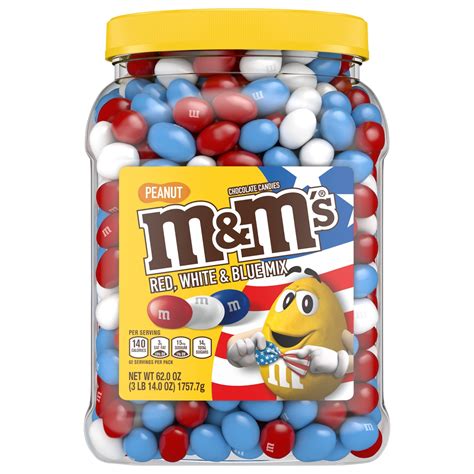 Mandms Peanut Milk Chocolate Red White And Blue America Mix Bulk Candy