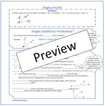 Angle Proofs Guided Notes And Practice By Get Squared Away TPT