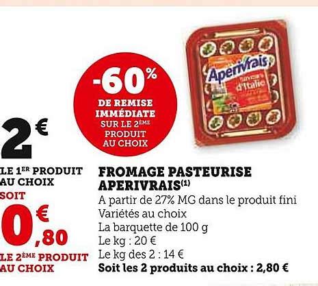 Promo Fromage Pasteurisé Apérivrais chez U Express iCatalogue fr