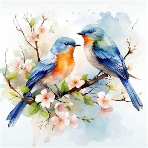 Cute Birds And Blossoms Clipart Digital Download Bird Art Floral Bird
