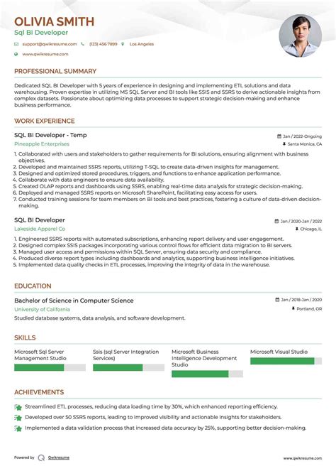 10 Sql Bi Developer Resume Samples And Templates For 2025