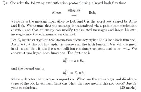 Solved Q4 Consider The Following Authentication Protocol