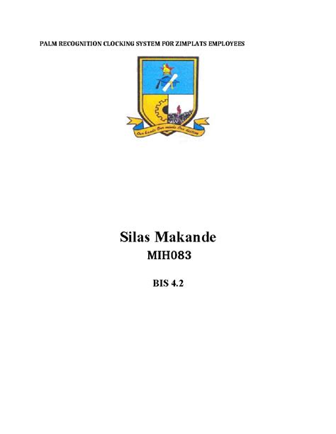 Palm Recognition Clocking System For Zimplats Employees Silas Makande Palm Recognition