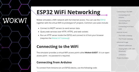 ESP WiFi Networking Wokwi Docs