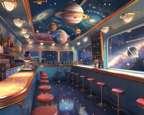 Premium Photo Vintage Cosmic Ice Cream Parlor Flavors Inspired By