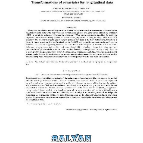 خرید و قیمت دانلود کتاب Transformations Of Covariates For Longitudinal