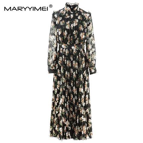 Mary Yimei Vestido Elegante De Manga Larga Para Mujer Traje Negro