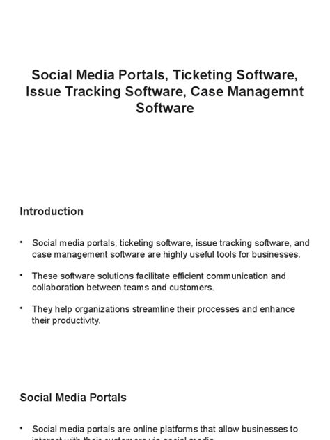Social Media Portals Ticketing Software Issue Tracking Software Case
