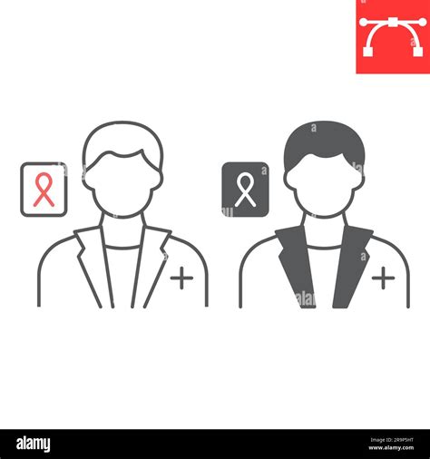 Oncologist Line And Glyph Icon Oncology And Aids Doctor With Caner