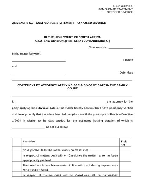 Annexure 5 1 Compliance Statement TRIAL DATE Doc Template PdfFiller