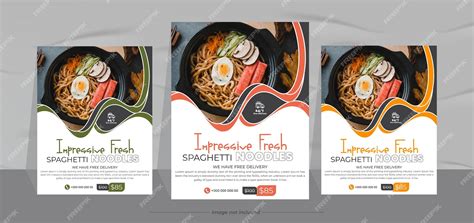 라면 플라이어 디자인 및 레스토랑 음식 메뉴 포스터 디자인 템플릿 프리미엄 벡터