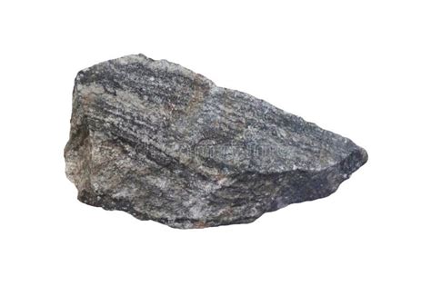 Raw Specimen Of Gneiss Metamorphic Rock Stone Isolated On White
