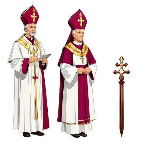 Bishop Vector Set White Background Isolated A High Qual Premium Ai Generated Vector