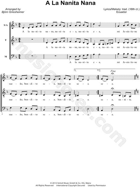 Björn Griesheimer A La Nanita Nana Arr Björn Griesheimer Satb
