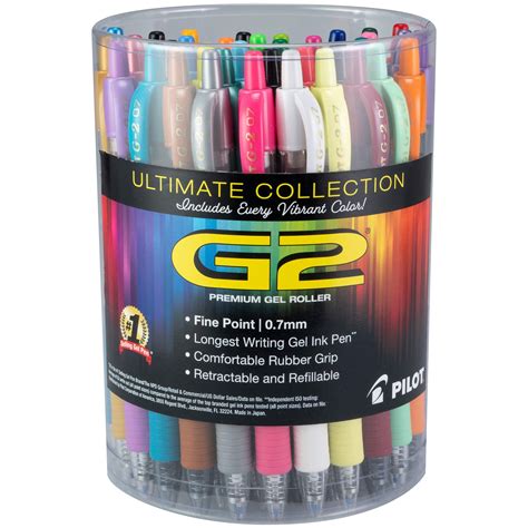 Pilot G2 Premium Gel Pens Fine Point Assorted Colors 36 Pack Tub