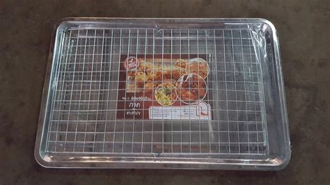 บ้านเครื่องครัว 🥨🥓🍖ถาดสแตนเลสพร้อมตะเเกรง🍖🥓🥨