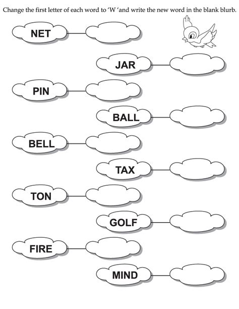 Change The First Letter Of Each Word To W And Write The New Word In The