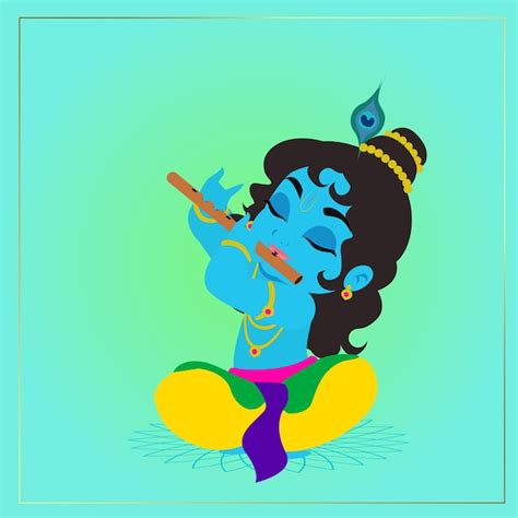 Premium Vector Little Krishna Playing Flute