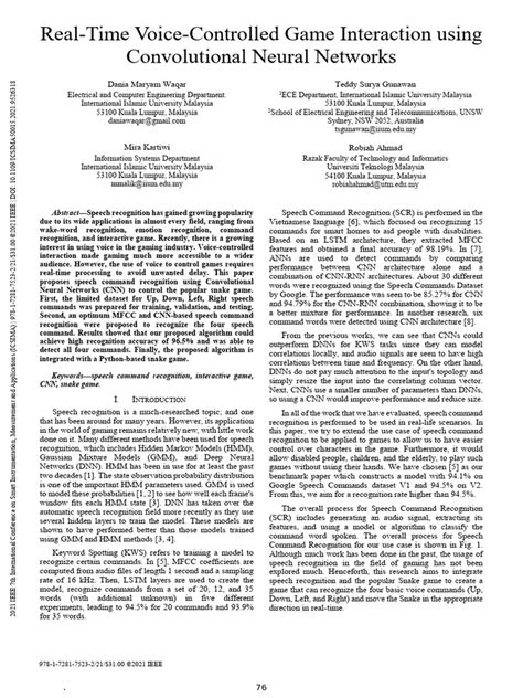 Real Time Voice Controlled Game Interaction Using Convolutional Neural Networks Pdf Deep