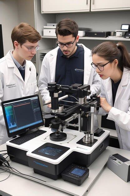 Students Using Advanced Spectroscopy Equipment For Chemical Analysis