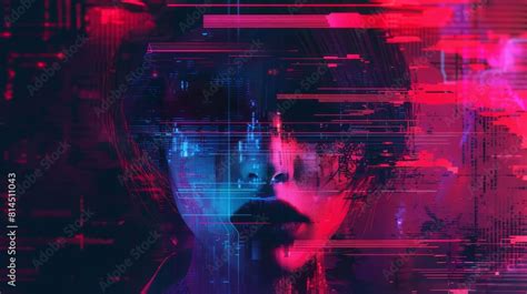 Digital Glitch Art With Pixelated Distortions And Visual Artifacts
