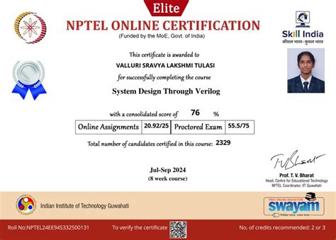 sravya valluri on linkedin nptel systemdesign verilog