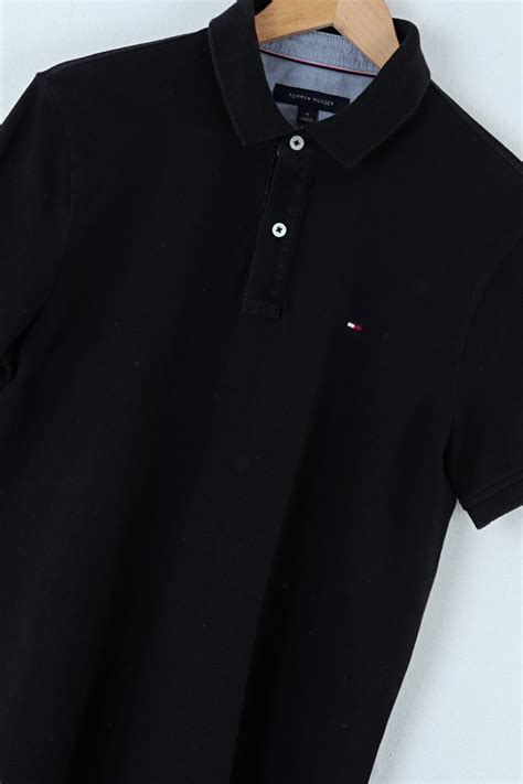 M 타미힐피거 반팔 카라 티셔츠 블랙 올드스쿨 이 세컨웨어