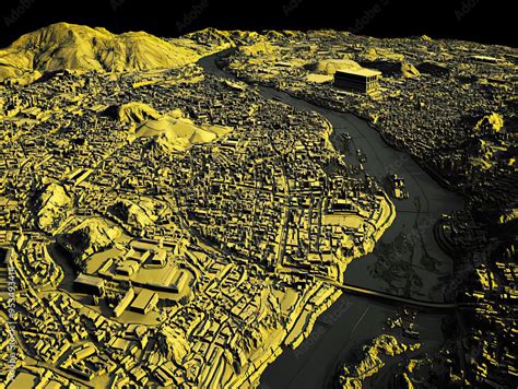 Technical Aerial Visual 3d Lidar Gis Aerial Map Satellite Scan Model Isolated Showing