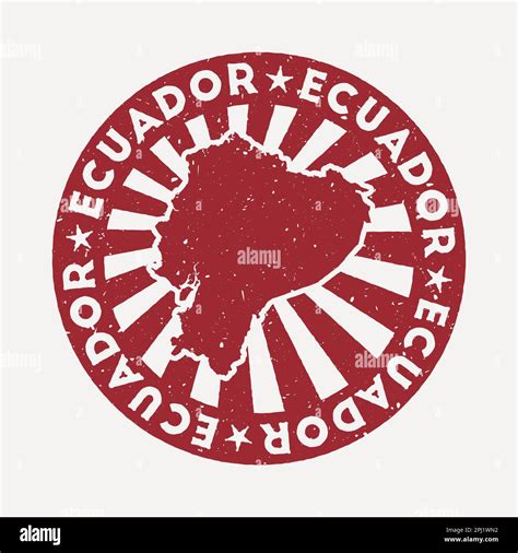 Ecuador Stamp Travel Red Rubber Stamp With The Map Of The Country