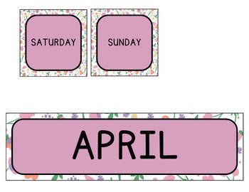 April Flower Theme Calendar Number Pieces By Happy Hen Resources
