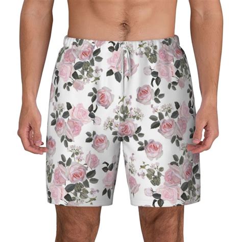 Balery Rose Flowers Mens Swim Trunks Swim Shorts For Men Quick Dry