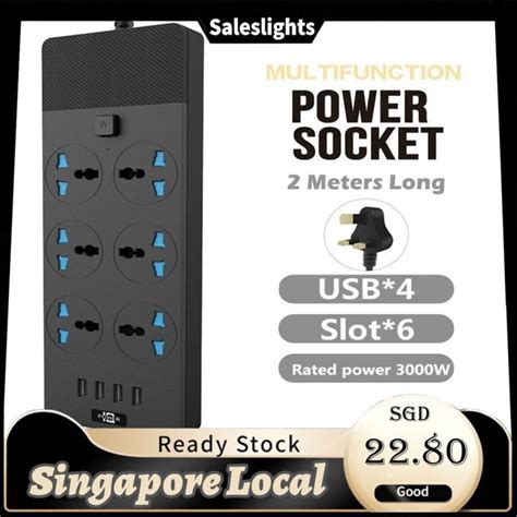 Universal Power Socket Extension With USB Ports Power Strip Surge Protector Adapter Socket