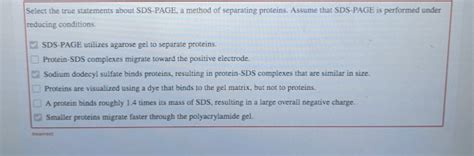 Solved Select The True Statements About Sds Page A Method