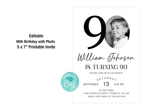 90th Birthday Invitation Template Look Whos 90 Photo 90th Birthday