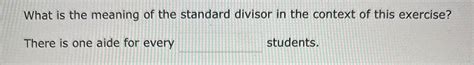 solved what is the meaning of the standard divisor in the