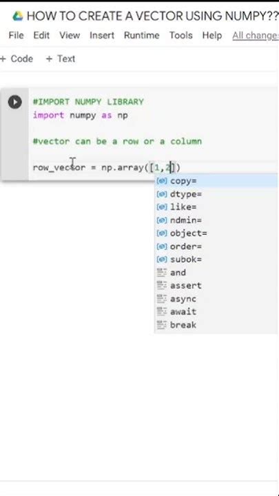How To Create A Vector Using Numpy In Python Youtube