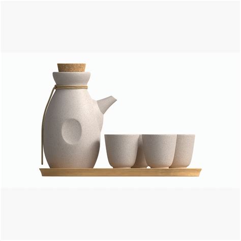 Japanese Ceramic Sake Set 03 3d Model Download Tableware On