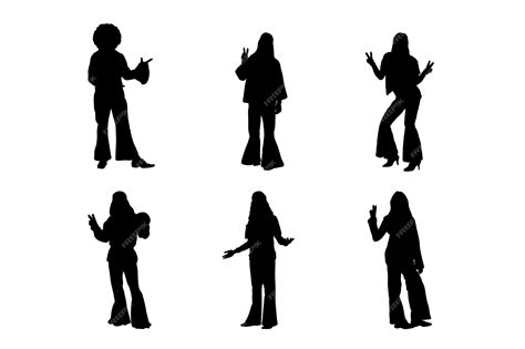 Premium Vector Set Of Silhouettes Of Hippie Costumes Vector Design