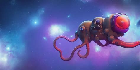 Octopuss Astronaut In Outer Space Toon Shading Stable Diffusion