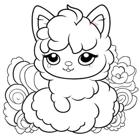 Free Cute Kawaii Llama Printable Colouring Page Lj Knight Art Creator