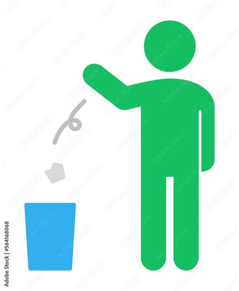 ゴミ箱にゴミを捨てる人のシルエットアイコン Stock Vector Adobe Stock