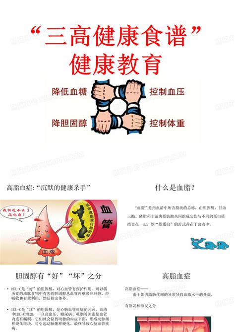 糖尿病、高血脂、高胆固醇、高血压健康食谱ppt模板下载编号lgxydkya熊猫办公
